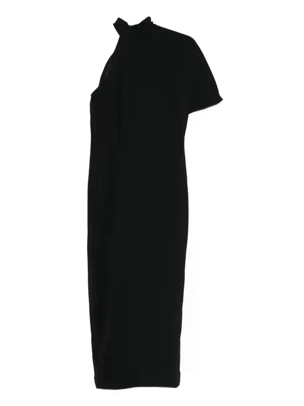 TALLER MARMO Asymmetrical-sleeve Midi Dress - Black