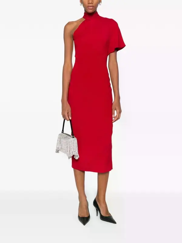 TALLER MARMO Asymmetrical-sleeve Midi Dress - Red