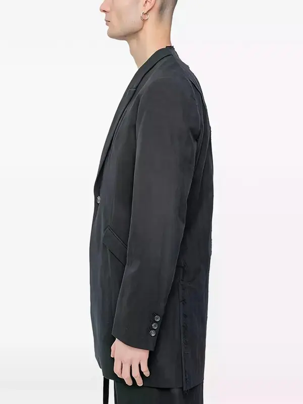 THE VIRIDI-ANNE Frayed Button-up Blazer
