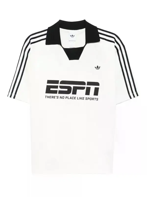 Adidas Striped Collared T-shirt - White