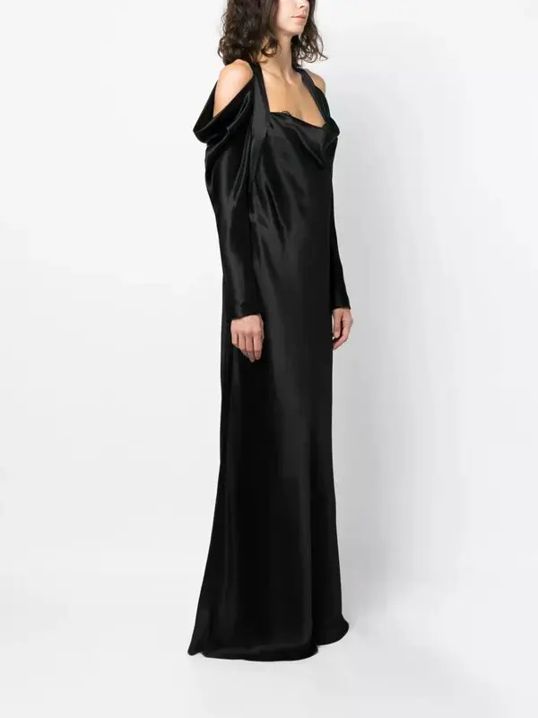 Alberta Ferretti Lace-detail Satin Long Dress