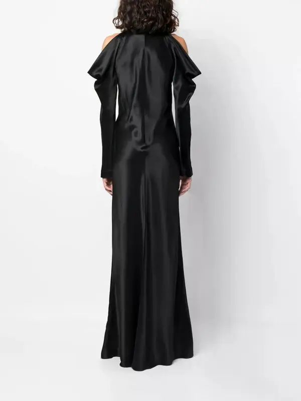 Alberta Ferretti Lace-detail Satin Long Dress