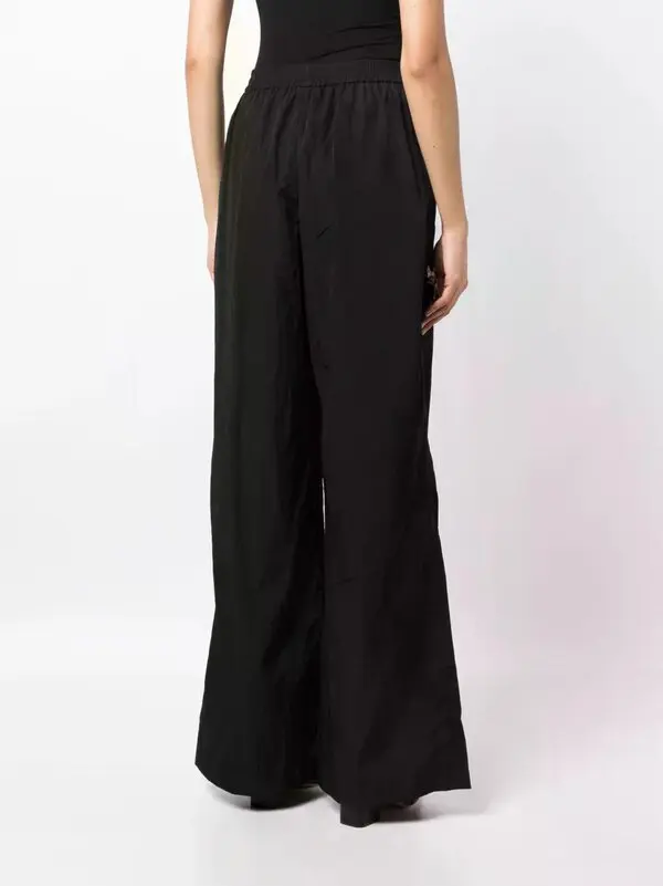 AREA Crystal-embellished Wide-leg Trousers - Black