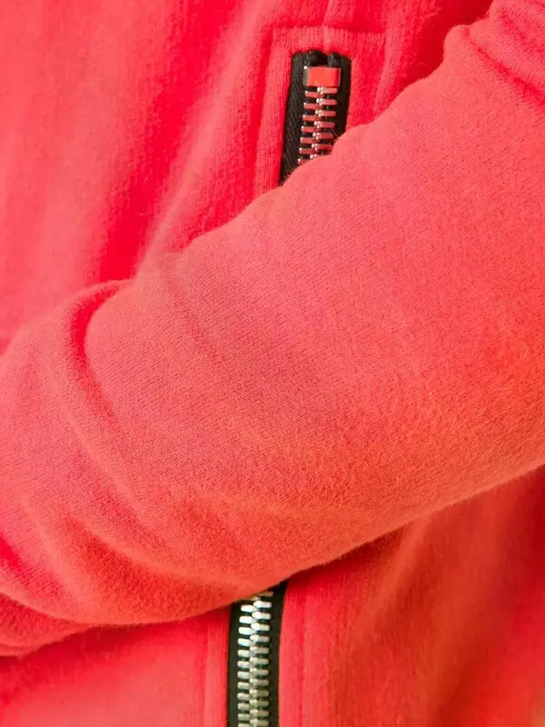 Balmain Classic Hoodie With Drawstring And Side Zip - Red