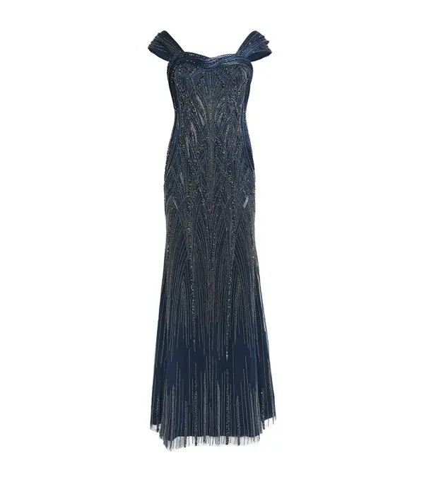 GAURAV GUPTA Embellished Orbit Sculpt Gown - Blue