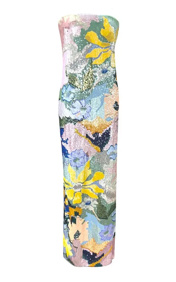 LA FUORI Floral Jacquard Embroidered Dress - Multi