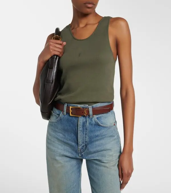 Saint Laurent Cassandre Cotton Jersey Tank Top - Green
