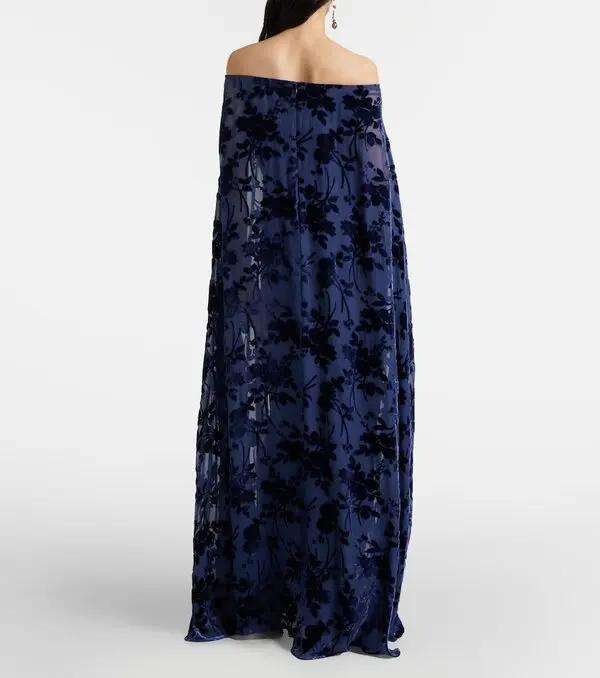 RODARTE Off-shoulder Cape Jacquard Maxi Dress