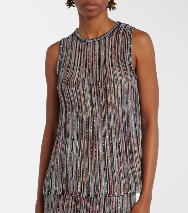 Missoni Sequined Striped Lame Top - Multicoloured