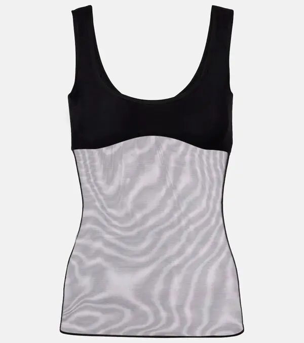 NENSI DOJAKA Sheer Panel Tank Top - Black