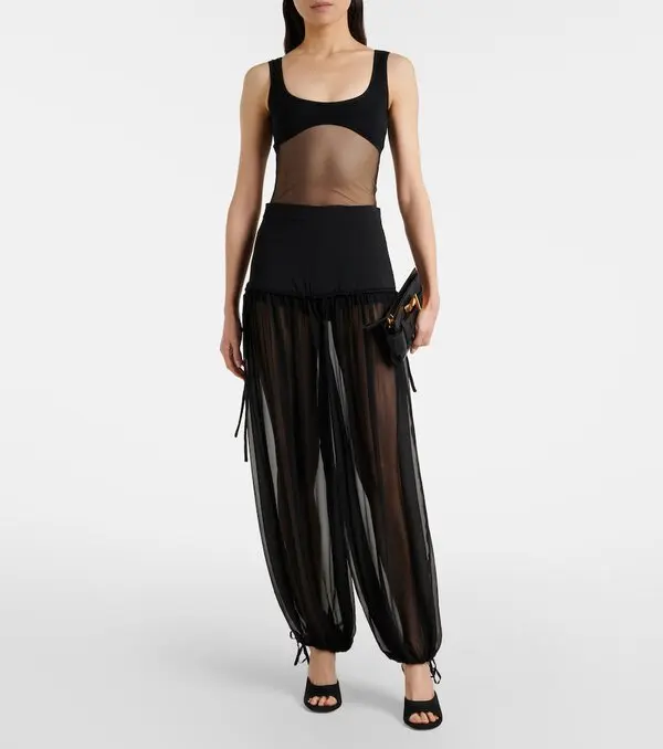 NENSI DOJAKA Sheer Panel Tank Top