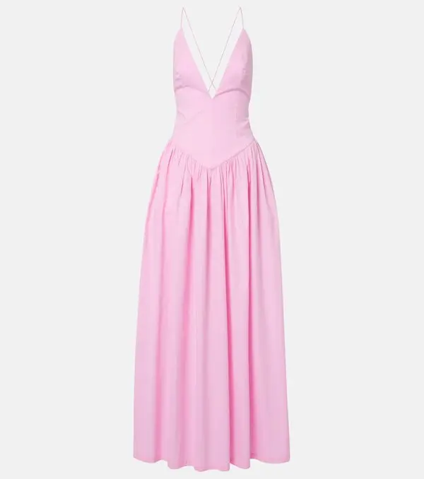 ADRIANA DEGREAS Open-back Cotton Maxi Dress - Pink