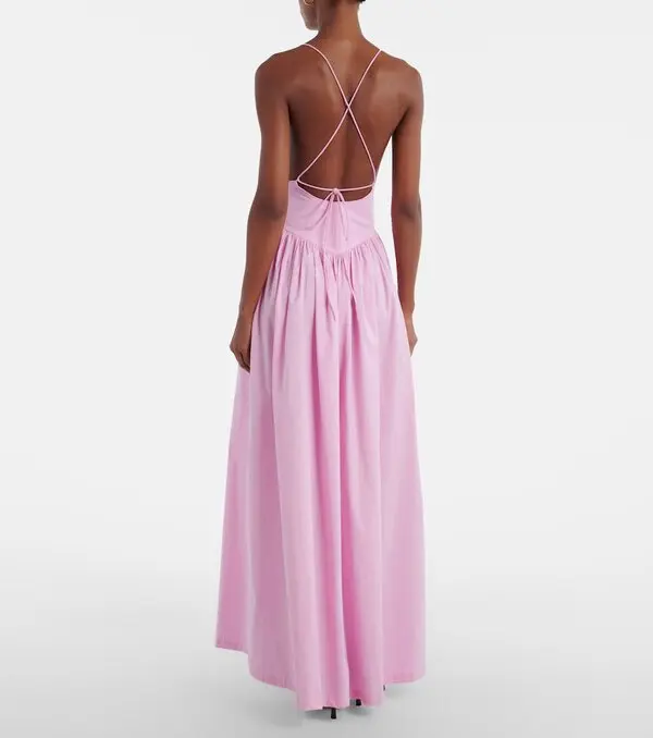 ADRIANA DEGREAS Open-back Cotton Maxi Dress - Pink