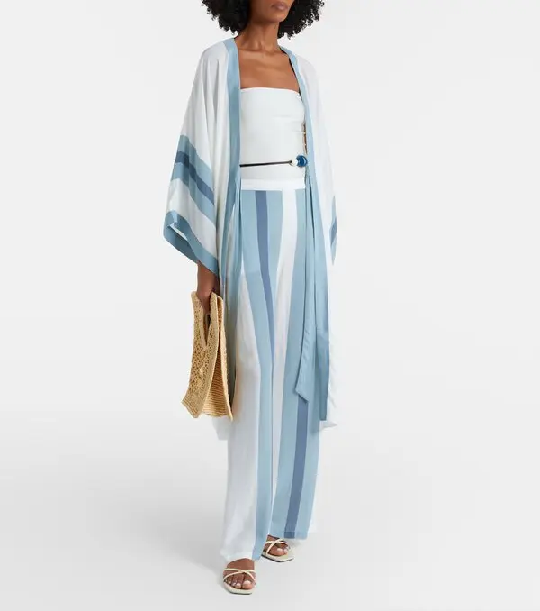 ADRIANA DEGREAS Striped Wide-leg Trousers