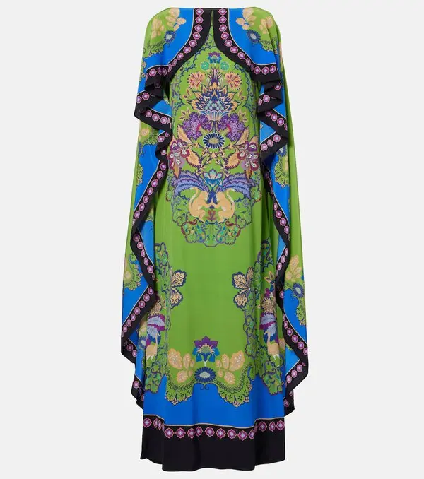 La DoubleJ Magic Printed Silk Maxi Dress - Green