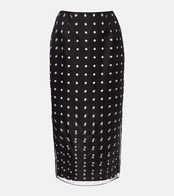 EMILIA WICKSTEAD Bethan Polka-dot Silk Taffeta Pencil Skirt - Black