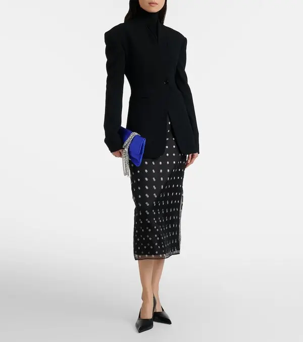 EMILIA WICKSTEAD Bethan Polka-dot Silk Taffeta Pencil Skirt