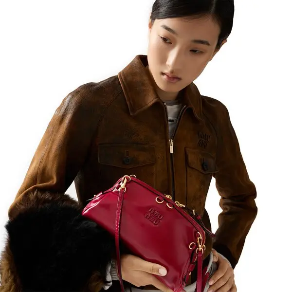 Miu Miu Caprice Leather Clutch - Ruby Red