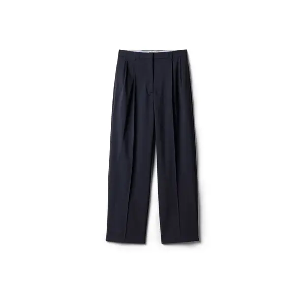 Miu Miu Wide-leg Wool Trousers With Embroidered Logo