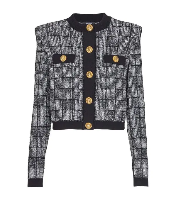 Balmain Tweed Check Cardigan