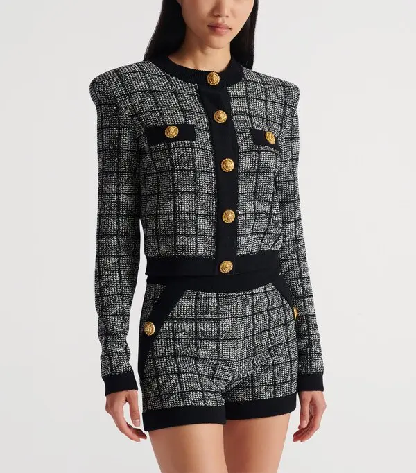 Balmain Tweed Check Cardigan