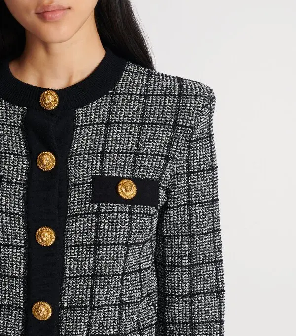 Balmain Tweed Check Cardigan