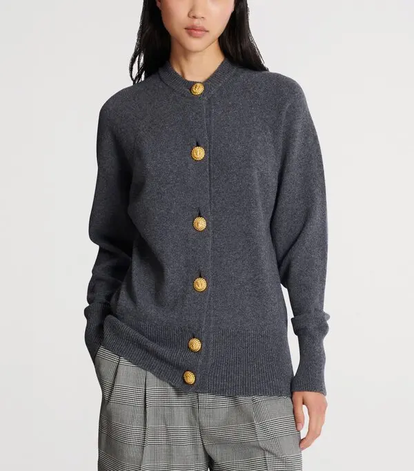 Balmain Cashmere-virgin Wool Cardigan - Grey