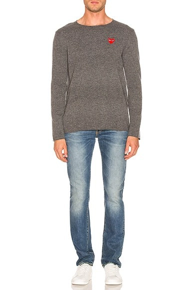 Play Comme Des Garcon Logo Emblem Sweatshirt - Grey