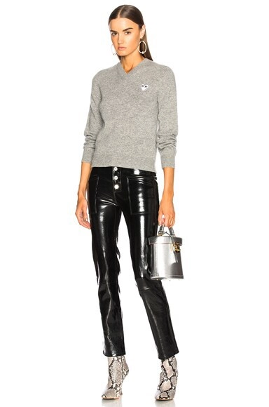Play Comme Des Garcon V-neck Wool Pullover With Heart Accent