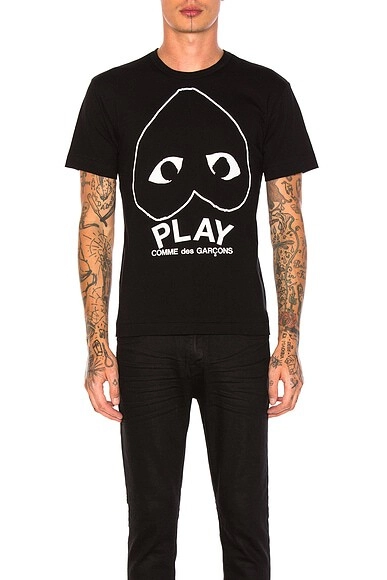 Play Comme Des Garcon Emblem Cotton Tee - Black