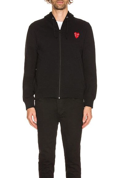 Play Comme Des Garcon Zip-up Sweatshirt - Black