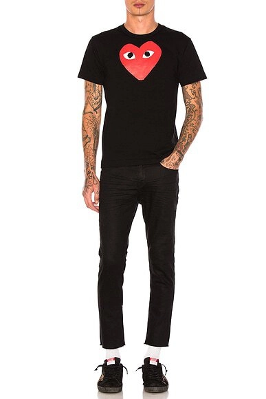 Play Comme Des Garcon Printed Red Heart Cotton Tee