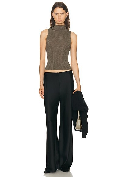 LESET Blake Rib Sleeveless Turtleneck Top