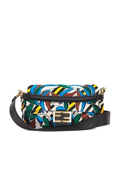 Fendi Beaded Vitello Dolce Leaf Embroidered Mama Baguette Shoulder Bag - Multi