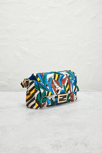 Fendi Beaded Vitello Dolce Leaf Embroidered Mama Baguette Shoulder Bag