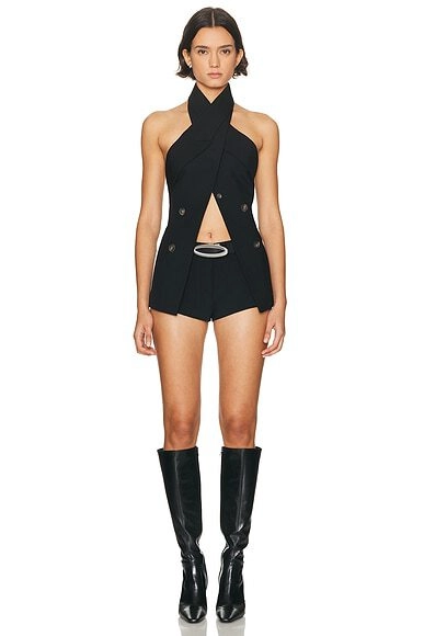 HAELO Wrap Lapel Halter Top
