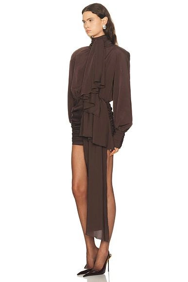 ROWEN ROSE Long Sleeve Draped Mini Dress