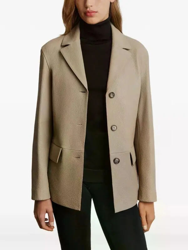12 STOREEZ Button Leather Jacket