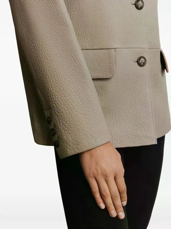 12 STOREEZ Button Leather Jacket