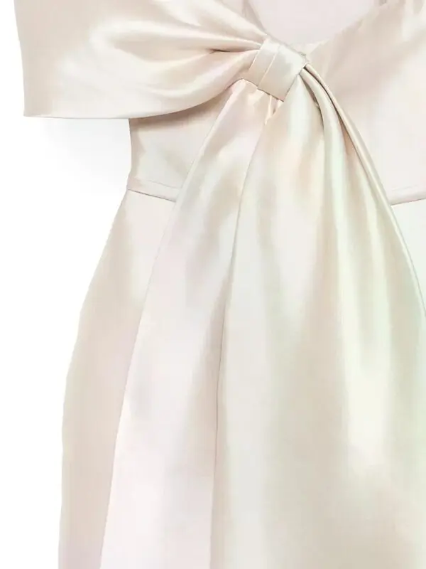 Amsale Satin Maxi Dress With Detachable Bow