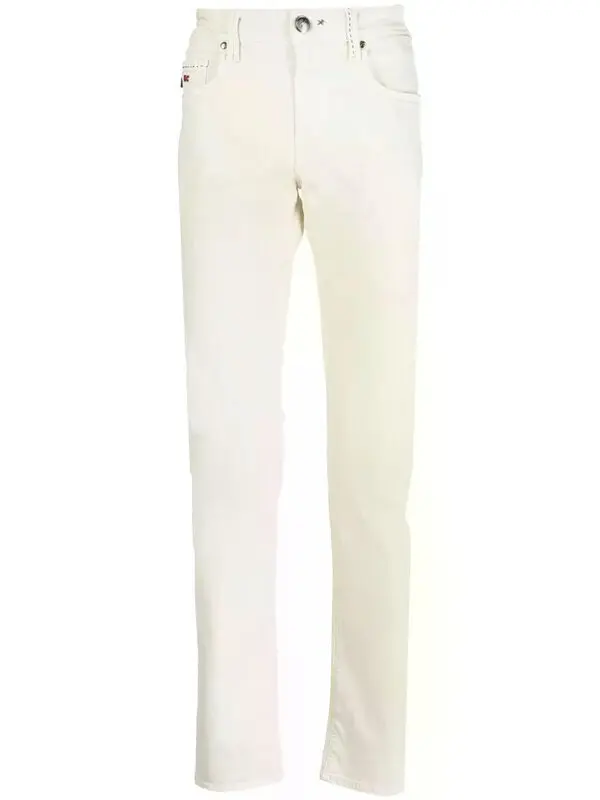 TRAMAROSSA Embroidered-logo Slim-fit Jeans - Neutrals