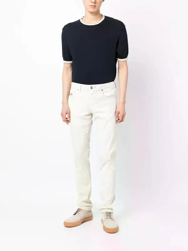 TRAMAROSSA Embroidered-logo Slim-fit Jeans - Neutrals