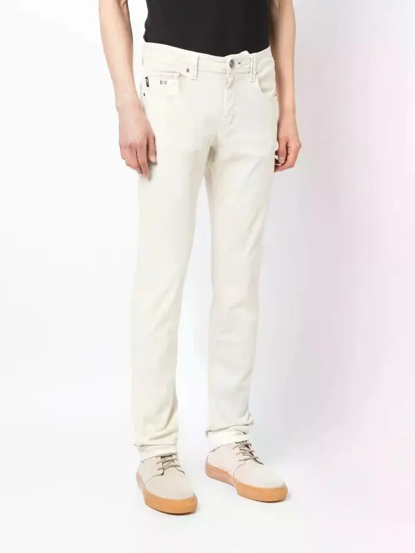 TRAMAROSSA Embroidered-logo Slim-fit Jeans - Neutrals