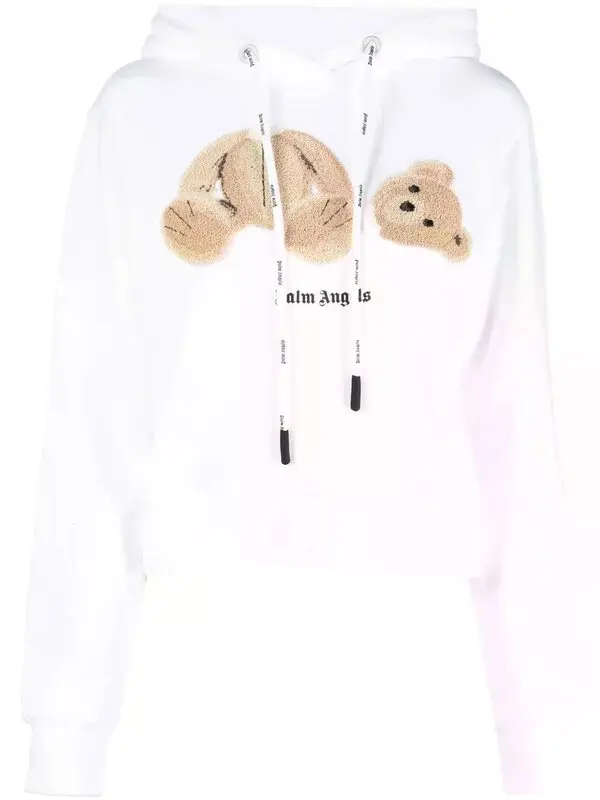 Palm Angels Teddy Bear Hoodie - White