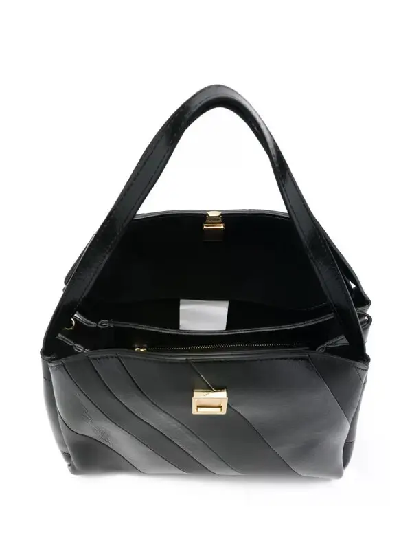THEMOIRE Eudora Diagonal-stripe Shoulder Bag - Black