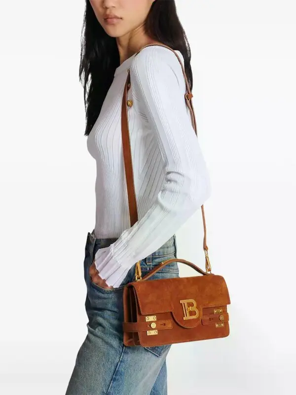 Balmain Suede B-buzz Shoulder 24 Bag