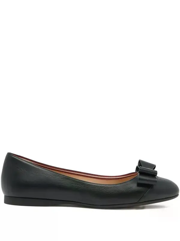 Bally Calf Leather Bow Detail Ballet Flats