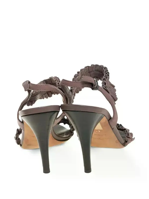 Burberry Leather Ruffled Heeled Sandals