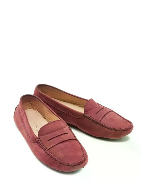 TOD'S Burgundy Nubuck Leather Penny Loafers