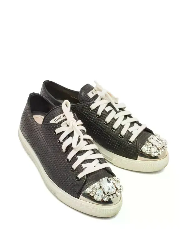 Miu Miu Crystal Embellished Sneakers - Black